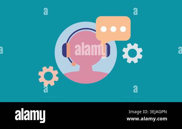 Speech bubble and settings icon, Help center operator, Support concept ...