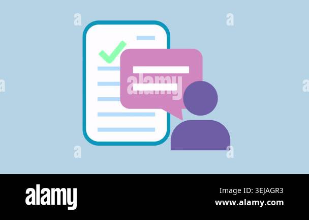 Avatar icon with speech bubble and confirmed on document 2d animation ...