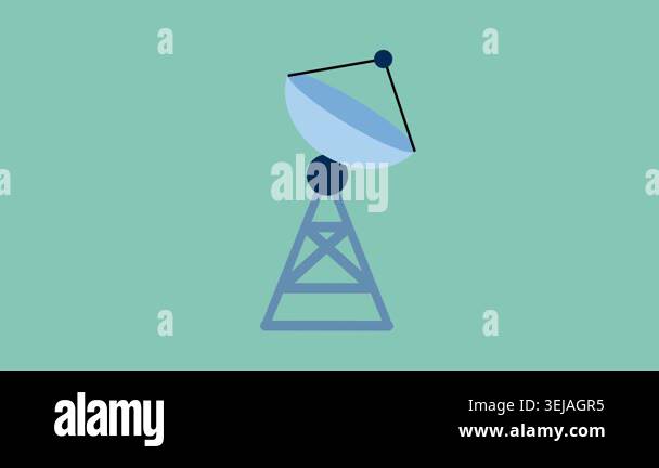 Satellite dishes rotating changing position 2d animation with alpha ...