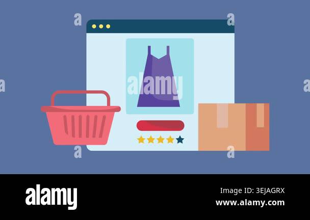 Webpage template with ecommerce 2d animation with alpha matte Stock ...