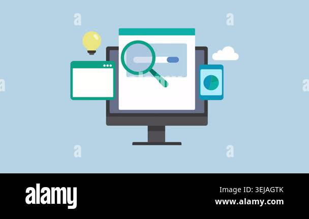 Website traffic, SEO analysis, Search optimization 2d animation with ...