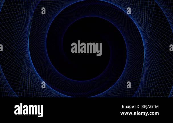 Abstract blue circles glowing on dark textured background with waves ...