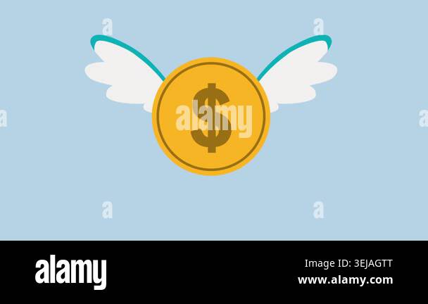 Flying dollar coin with wings, Fast spending, Financial freedom ...