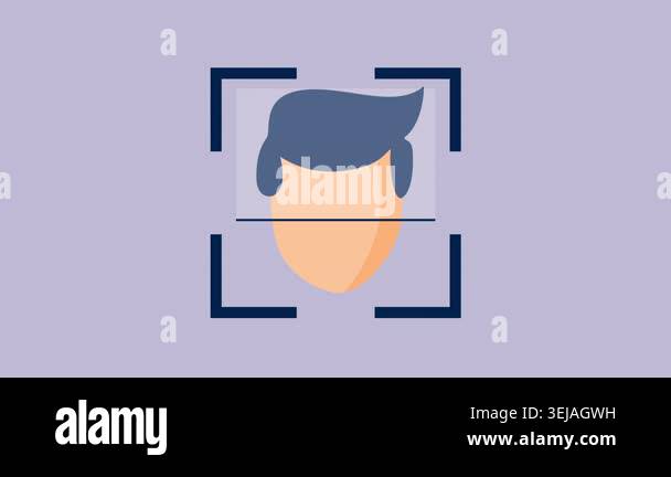 Face recognition icon, Artificial Intelligence 2d Animation with Alpha ...