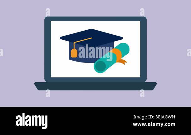 Online education flat icon style, study or education concept 2d ...
