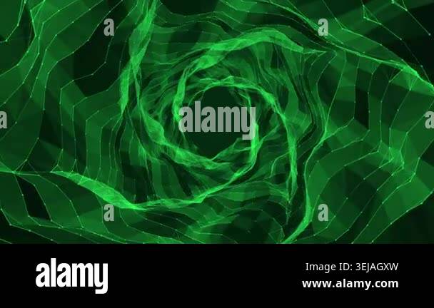 Abstract Wireframe Tunnel, Gree Colors Wormhole Video Animated ...