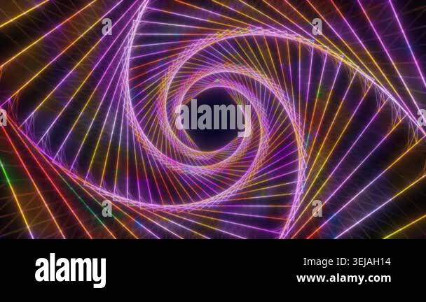 Abstract Wireframe Tunnel, Colors Wormhole, Futuristic Fantasy Video ...