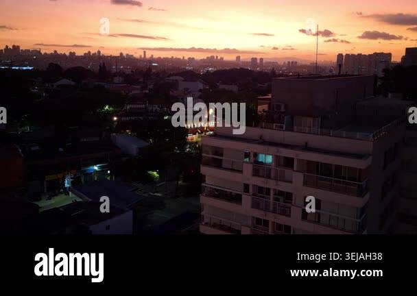 Aerial view of Sao Paulo during a sunset, Brazil Stock Video Footage ...