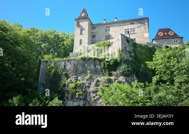 View of the Sne castle (Chteau de la Sne) from the Isre river Stock ...