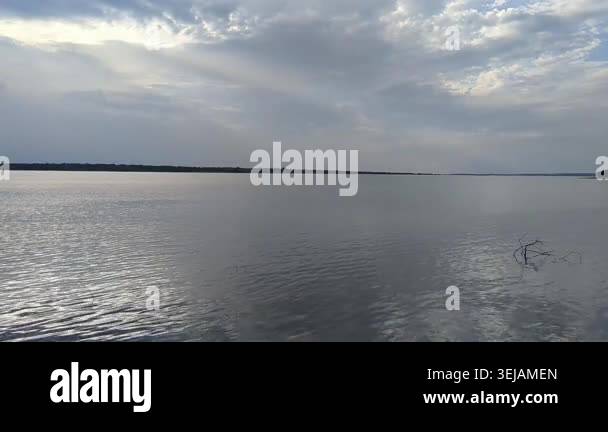 Windy Reservoir Landscape Under Cloudy Sky in Salamanca Spain. Quiet ...