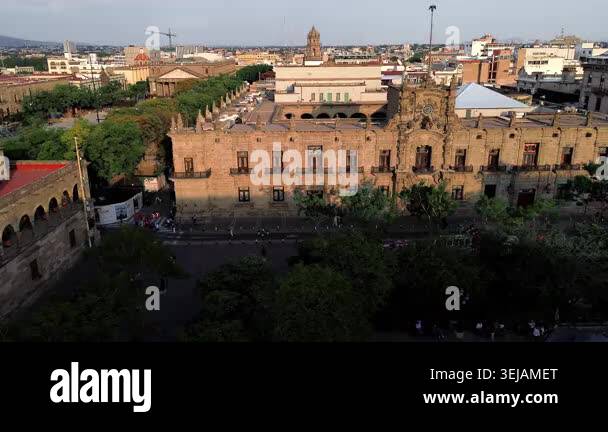 Cinematic Aerial Drone Traveling Left Shot of the Guadalajara Municipal ...