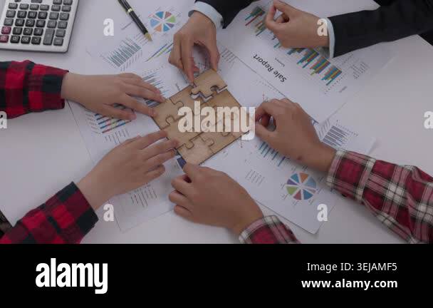 Top view close up shot of professional successful group of Hand holding ...