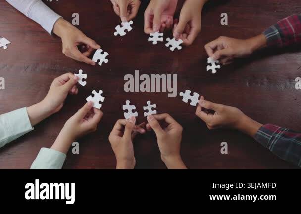 Top view close up shot of professional successful group of Hand holding ...