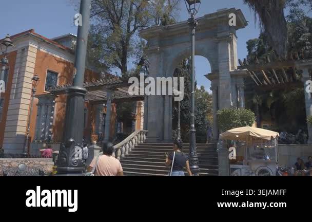 Cinematic Handheld Shot of the Magnificent Neoclassical Entrance and ...
