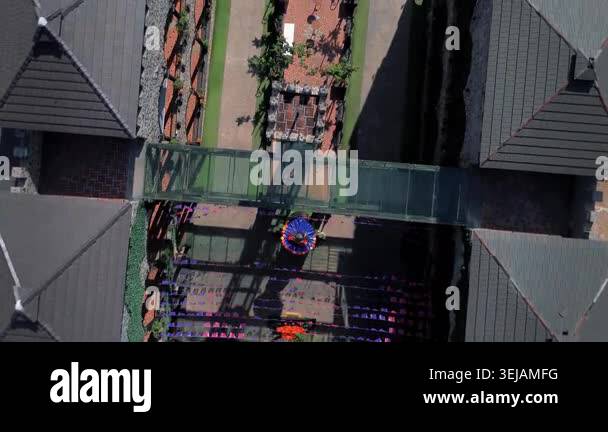 Cinematic Aerial Drone Orbit View of a Modern Castle Style Tequila ...