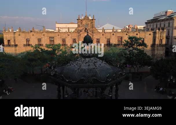 Cinematic Aerial Drone Traveling Left Shot of the Guadalajara Municipal ...
