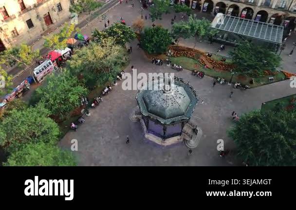 Cinematic Aerial Drone Orbit Overflight of the Historic Art Nouveau ...