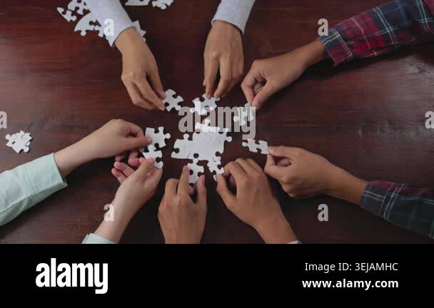 Top view close up shot of professional successful group of Hand holding ...