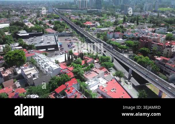 Cinematic Aerial Drone Panoramic View of the Elevated Light Rail Train ...