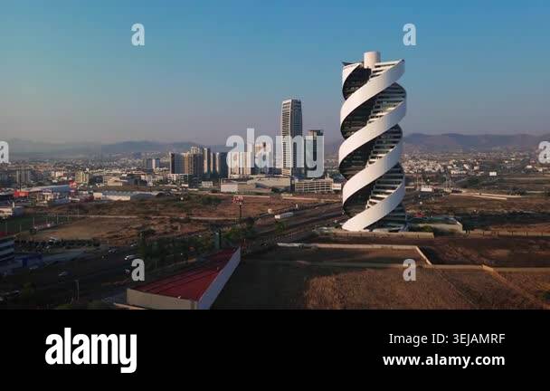 High Angle Corporate Landscape View of the Twisted Helea Building ...