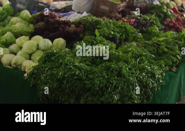 Local market culture authentic street market life with fresh leafy ...