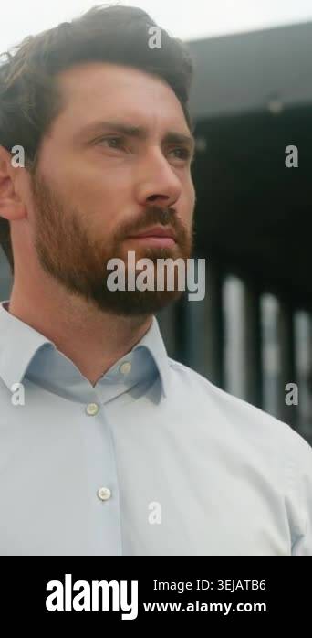 Business portrait Caucasian man male businessman standing outside ...