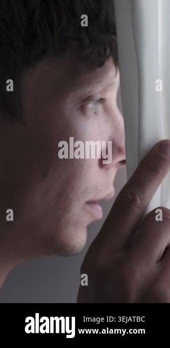 Social anxiety and isolation concept with introvert person cautiously ...
