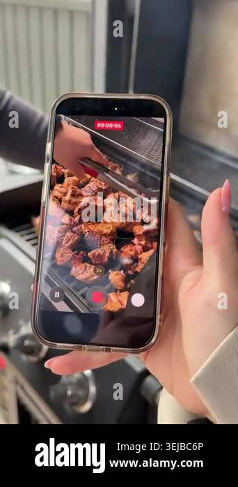 grilled pork records process of cooking shashlik on barbecue grill ...