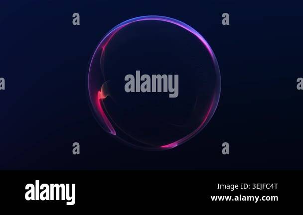 Dark blue abstract sphere with magenta glow, soft translucent wave ...