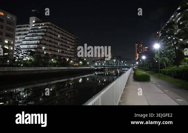 Onagigawa river, Japan Tokyo Night View 2024 Stock Video Footage - Alamy