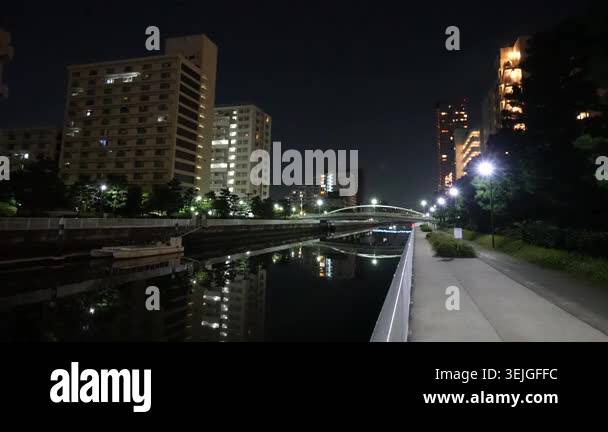 Onagigawa river, Japan Tokyo Night View 2024 Stock Video Footage - Alamy