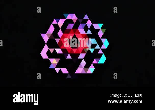 interlocking colored geometric shapes changing abstract motion ...