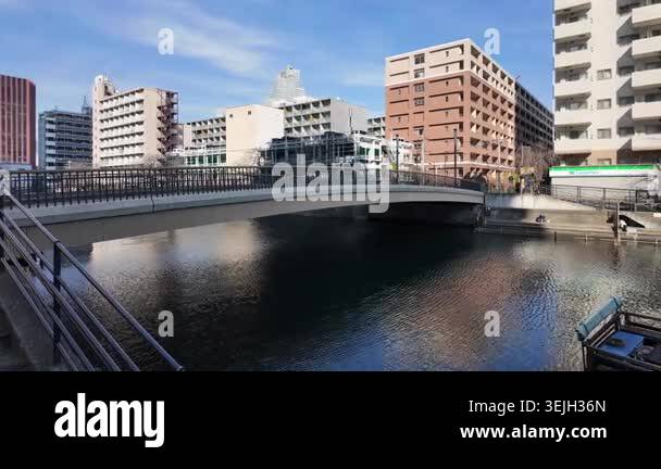 Tsukishima River Promenade January 2024, Japan Tokyo Stock Video ...