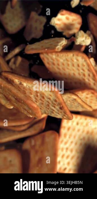 Cookies fly up and fall down. Filmed on a high-speed camera at 1000 fps ...