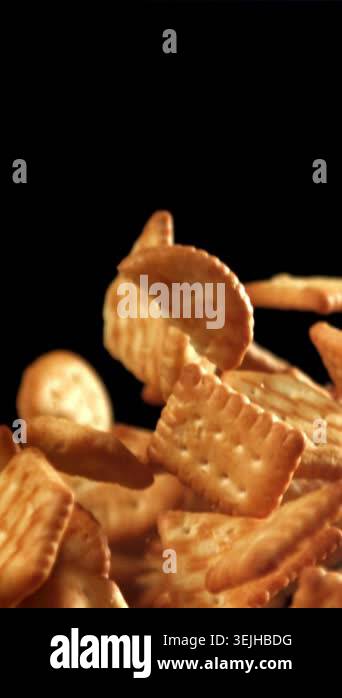 Cookies fly up and fall down. Filmed on a high-speed camera at 1000 fps ...