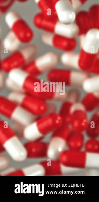Closeup view of dense red white capsules colliding, highdetail texture ...