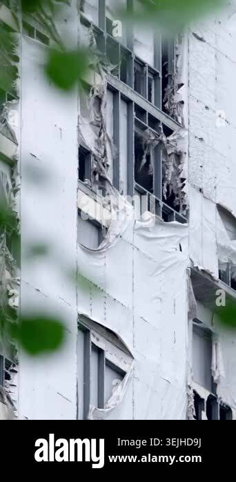 Damaged wall near the house. High quality 4k footage Stock Video ...