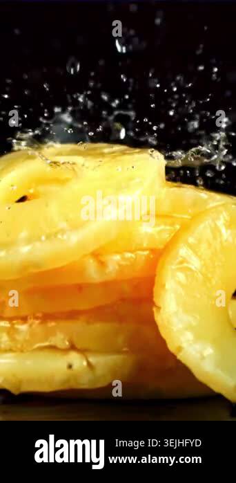 Water dripping on pineapple pieces. High quality FullHD footage Stock ...