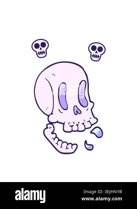 spinning skulls animation of funny cartoon doodle skull Stock Video ...
