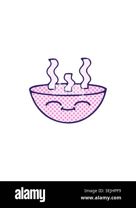 splitting effect animation of comic book style cartoon of a bowl of hot ...
