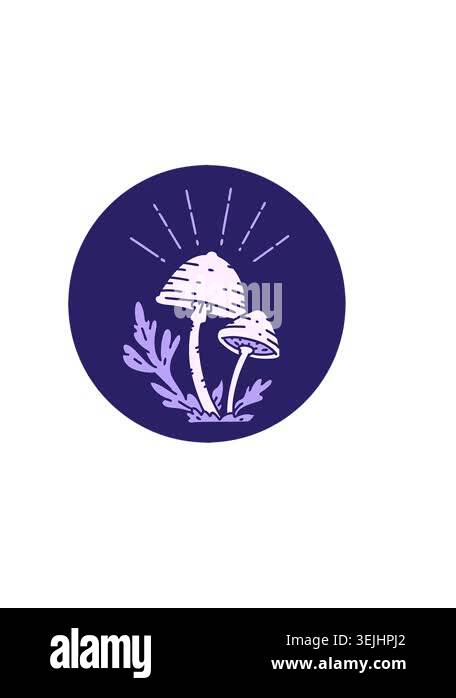 horizontally vibrating animation of doodle of a tattoo style mushrooms ...