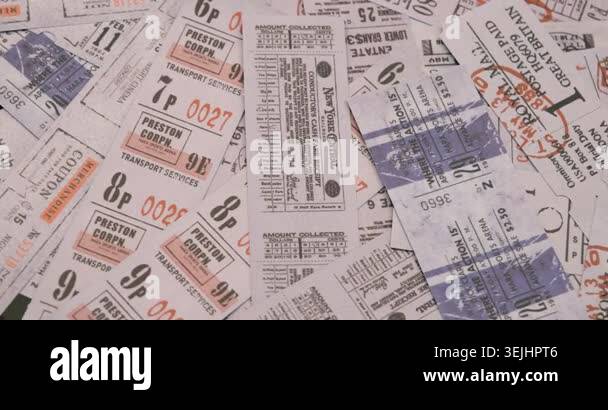 Sibiu, Romania - October 27, 2024. vintage tickets from around the ...