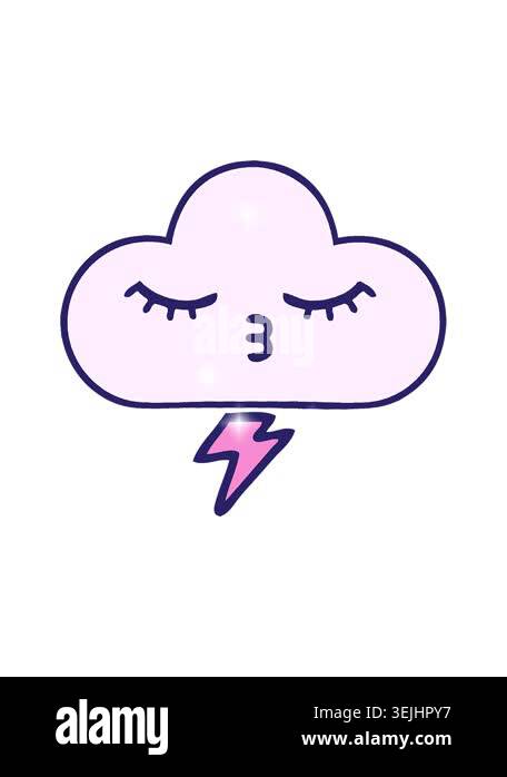 glitter effect animation of comic book style cartoon of a thunder cloud ...