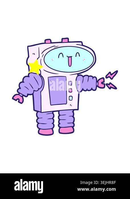 twinkling stars effect animation of a cartoon robot illustration Stock ...