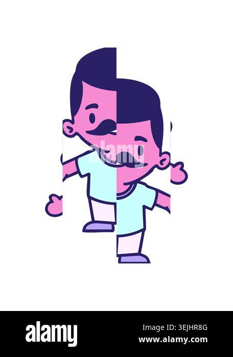 splitting motion animation of happy indian man with open arms cartoon ...