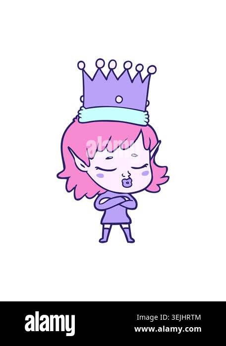 shine light effect animation of pretty cartoon drawing elf girl Stock ...