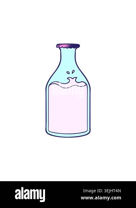 splitting effect animation of cartoon milk bottle Stock Video Footage ...