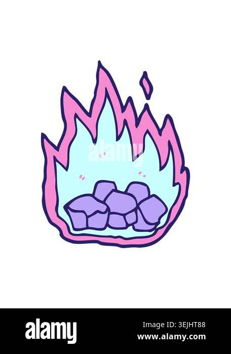 shine light effect animation of cartoon doodle burning coals Stock ...