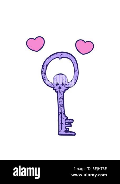 spinning hearts animation of cartoon doodle spooky skull key Stock ...