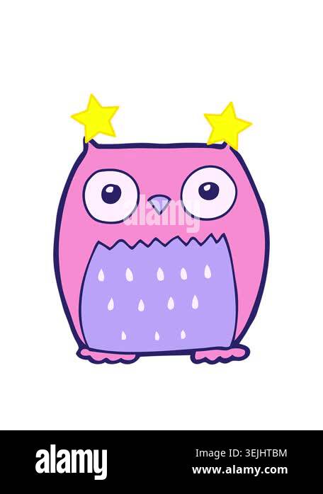 spinning stars animation of owl Stock Video Footage - Alamy